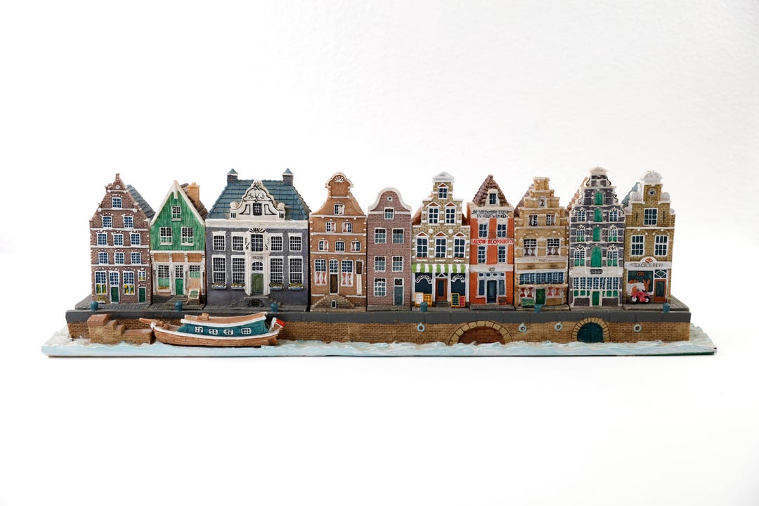 Set of 10 Amsterdam Miniature Canal Houses Including Tray, Made by ...