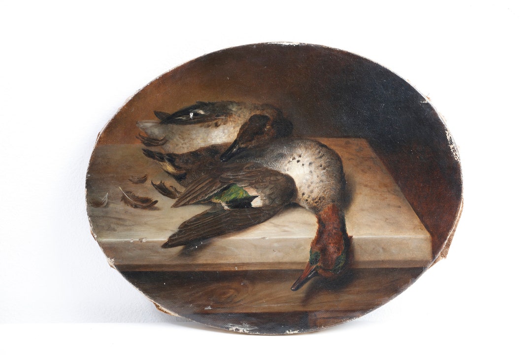 Hunting Trophies Still Life Painting on Canvas, Still Life With Dead ...