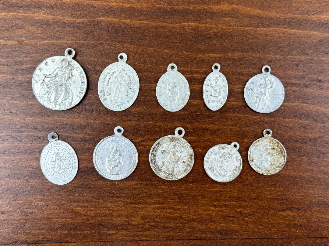 Set of 10 Religious Medals Pendants Medallions Charms - Etsy