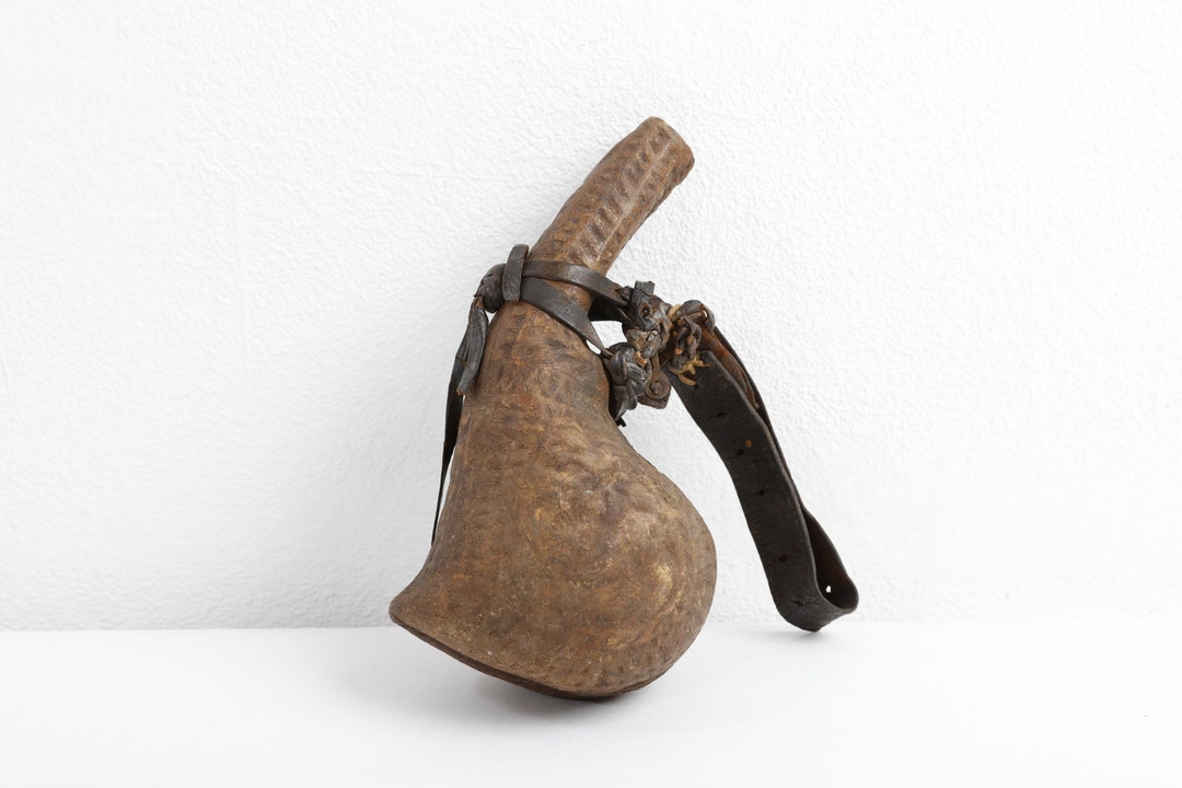 Calabash Water Bottle Gourd With Leather Handle Antique Beautiful ...