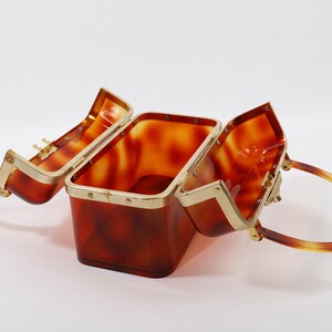 Tortoise Shell Lucite Handbag, Made in France C 1970 With Gilt Metal ...