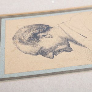 Portrait Pen Line Drawing of an Older Man Unfortunately a Little Water ...