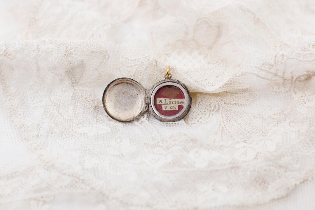 Relic Pendant Silver Locket Saint Luciae V.M. With Wax Seal, Silver ...