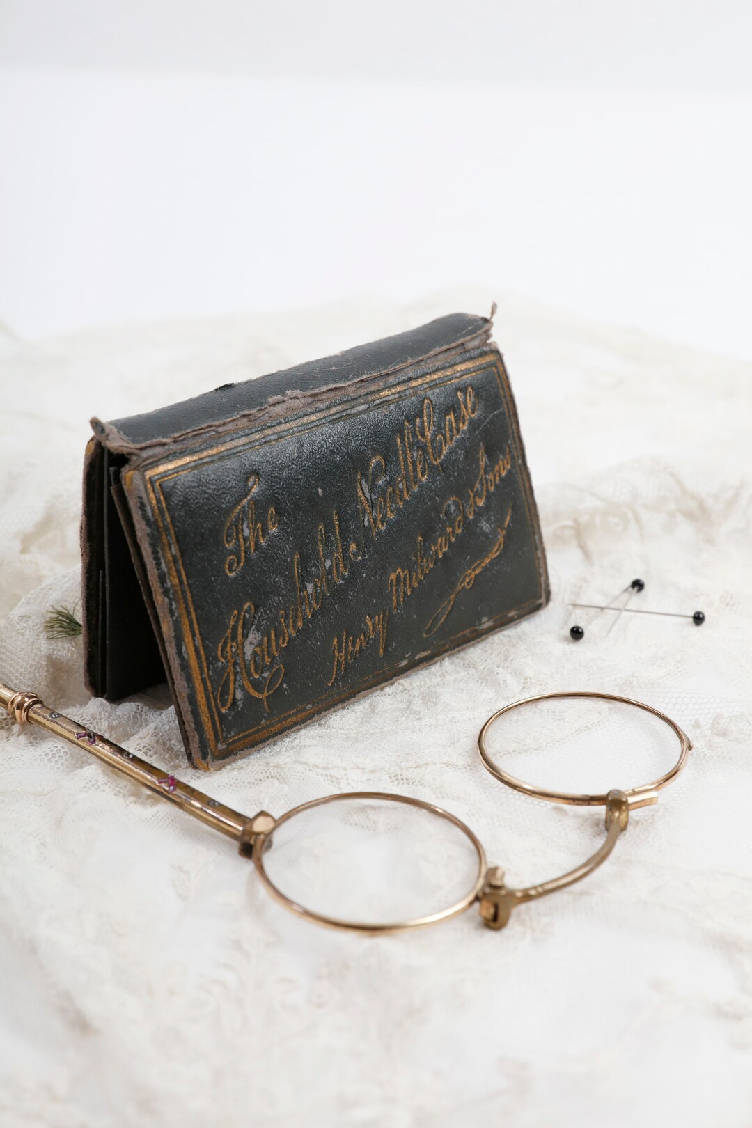 The Household Needle Case Victorian 1800s Antique Needle Leather Folder ...