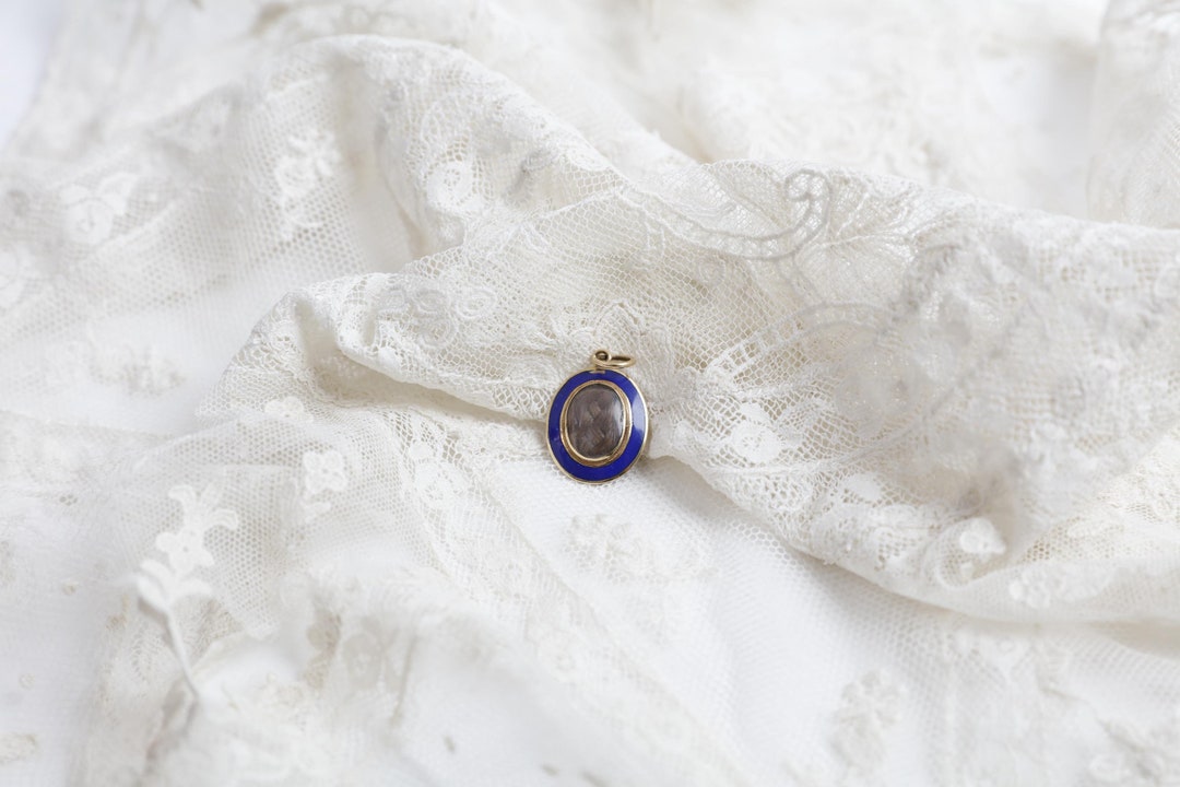 Victorian 14k Gold Hair Pendant With Blue Enamel, 1800s Keepsake - Etsy