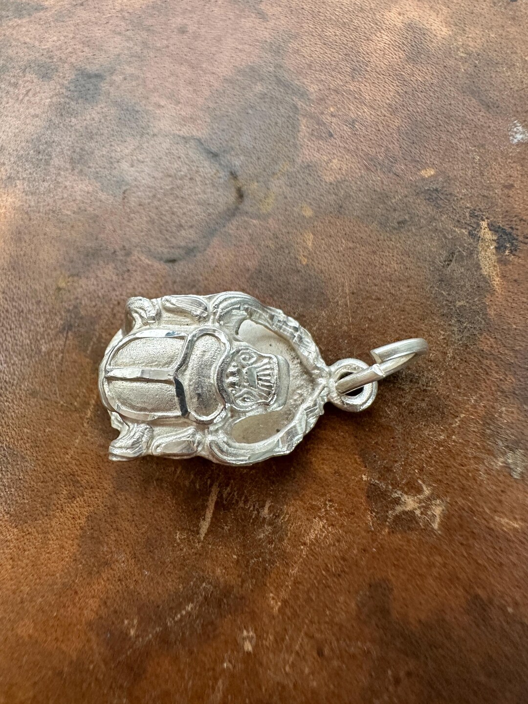 Silver 3D Scarab Pendant, Embossed Double Sided Egyptian Scarab, Scarab ...