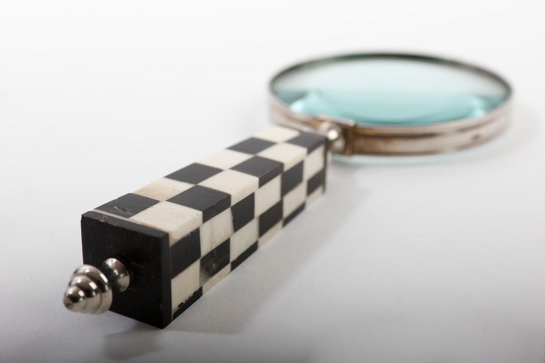 Magnifying Glass With Beautiful Black & White Bone and Horn Checkered ...