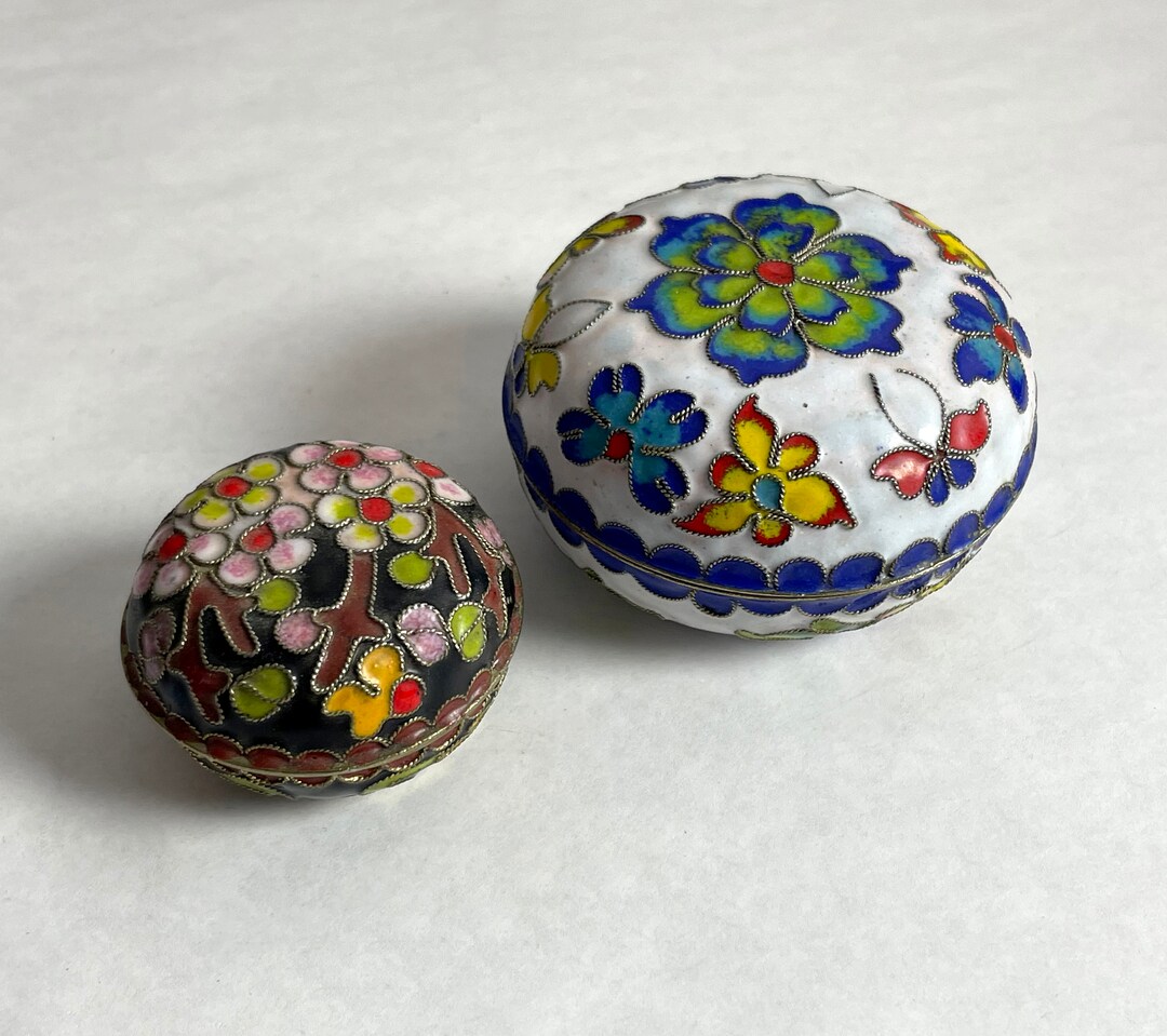 2 Cloisonné Trinket Boxes With Lids - Etsy