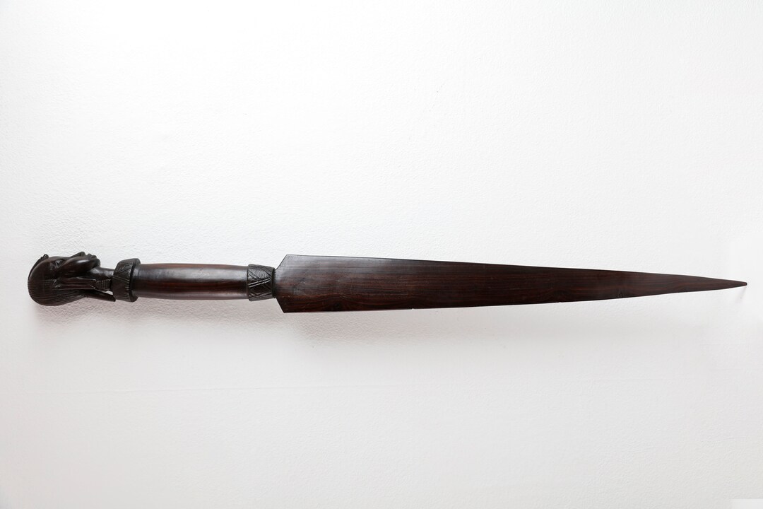 Large African Warrior Spear Hardwood, Hand Carved Handle, Hook to Hang ...