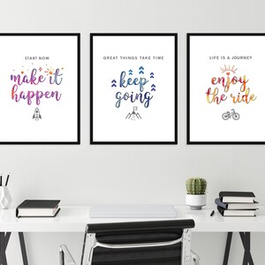 Watercolor Quote, Set of 3 Posters, Inspirational Wall Art ...
