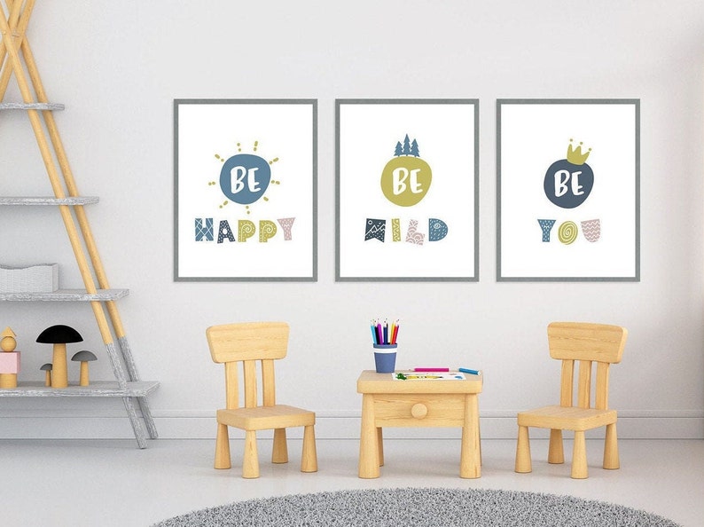 Motivational Kids Art Set of 3, Scandinavian Kids Wall Decor ...