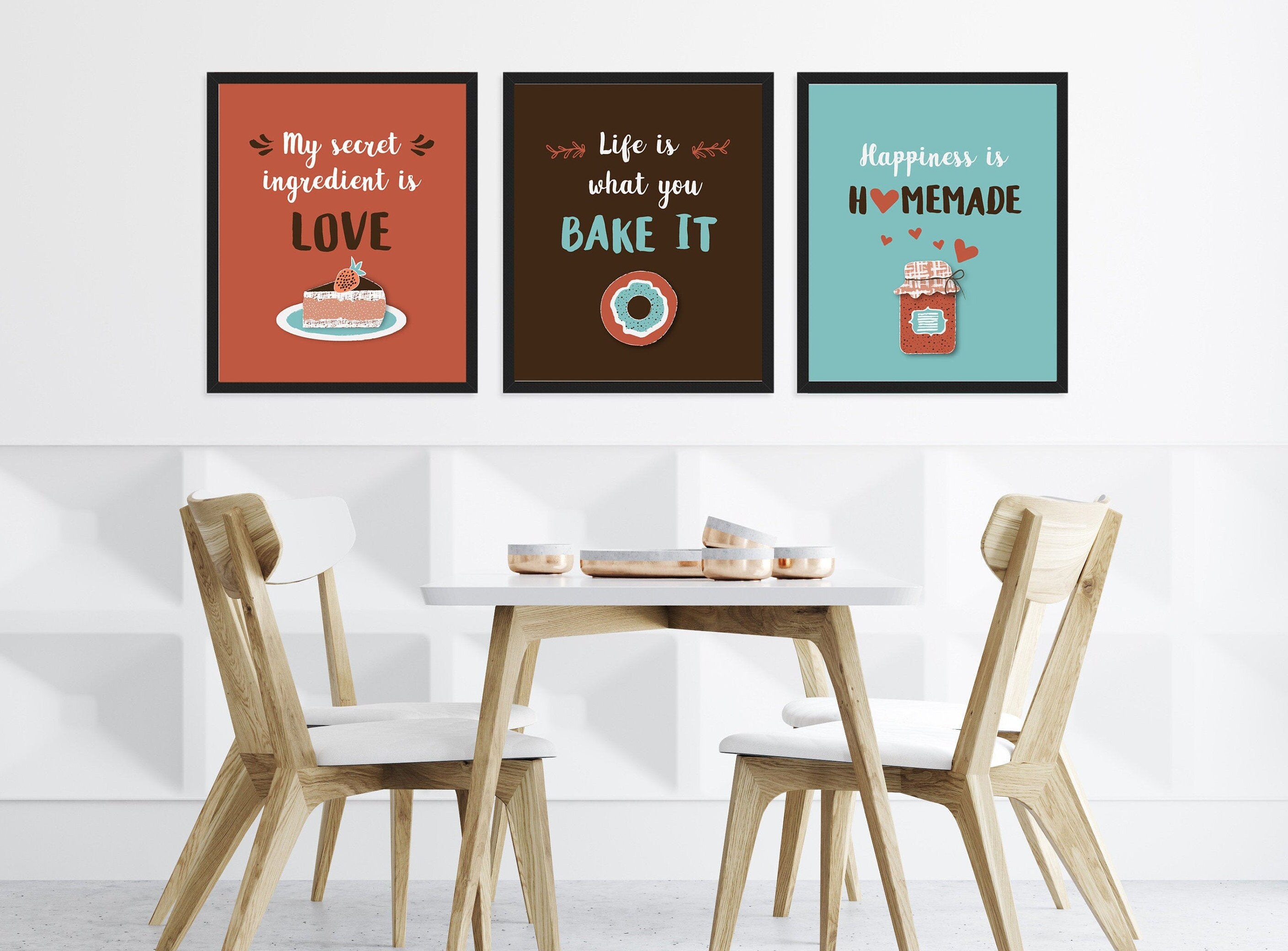 Set of 3 Kitchen Prints, Farmhouse Kitchen Cooking Decor, Old Fashioned ...