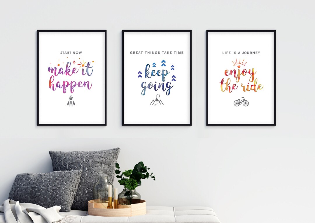 Watercolor Quote, Set of 3 Posters, Inspirational Wall Art ...