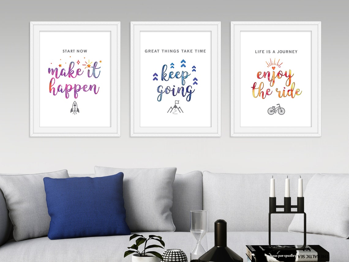 Watercolor Quote, Set of 3 Posters, Inspirational Wall Art ...