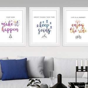 Watercolor Quote, Set of 3 Posters, Inspirational Wall Art ...