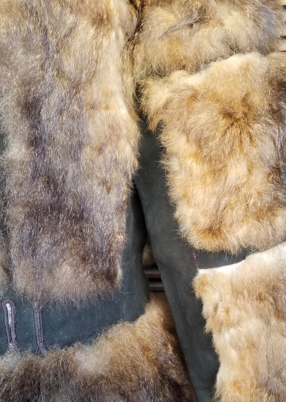 60s Vintage Possum Fur & Black Suede Jacket Steampunk… - Gem