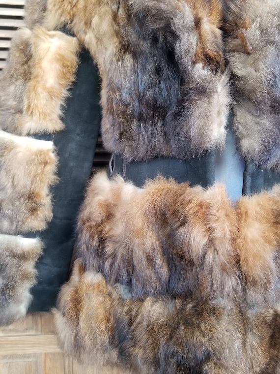 60s Vintage Possum Fur & Black Suede Jacket Steampunk… - Gem