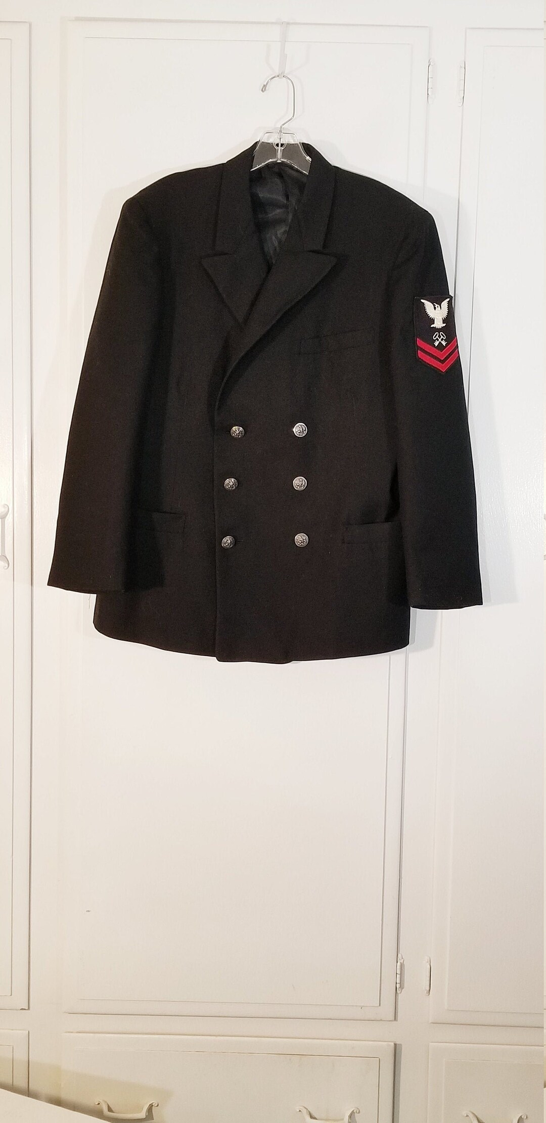 70s Vintage US Navy Mens Coat Wool Uniform Size 42 Large Jacket 1943 ...
