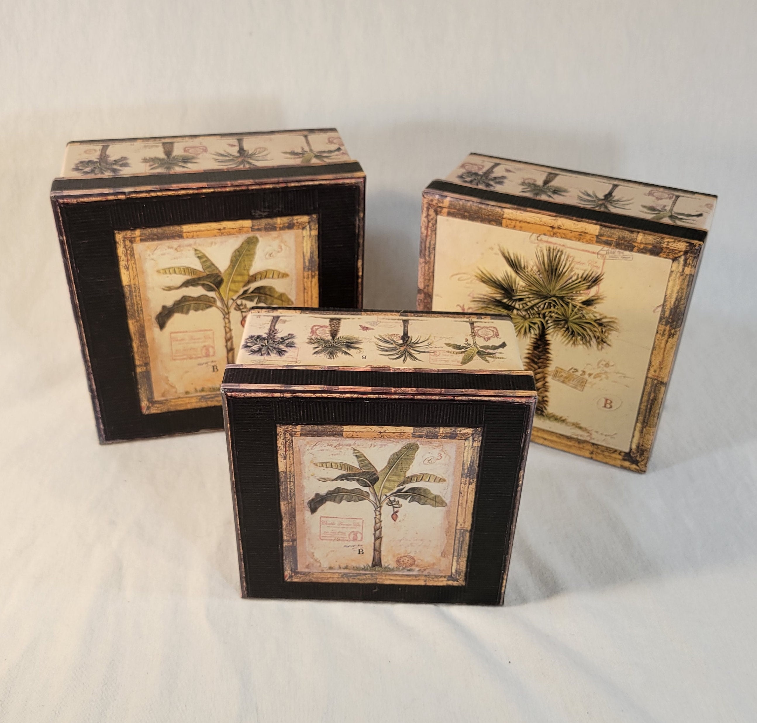 Vintage Nesting Boxes Palm Trees Passport Stamps by Chad Barrett Bi ...