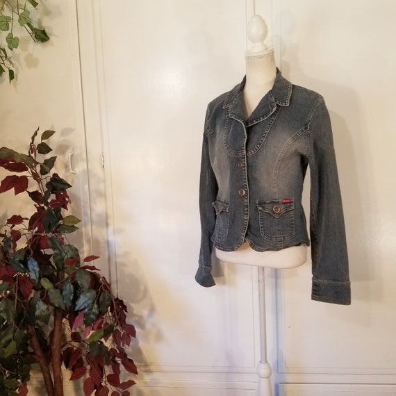 Unionbay Womens Indigo Denim Crop Blazer Jacket Size … - Gem