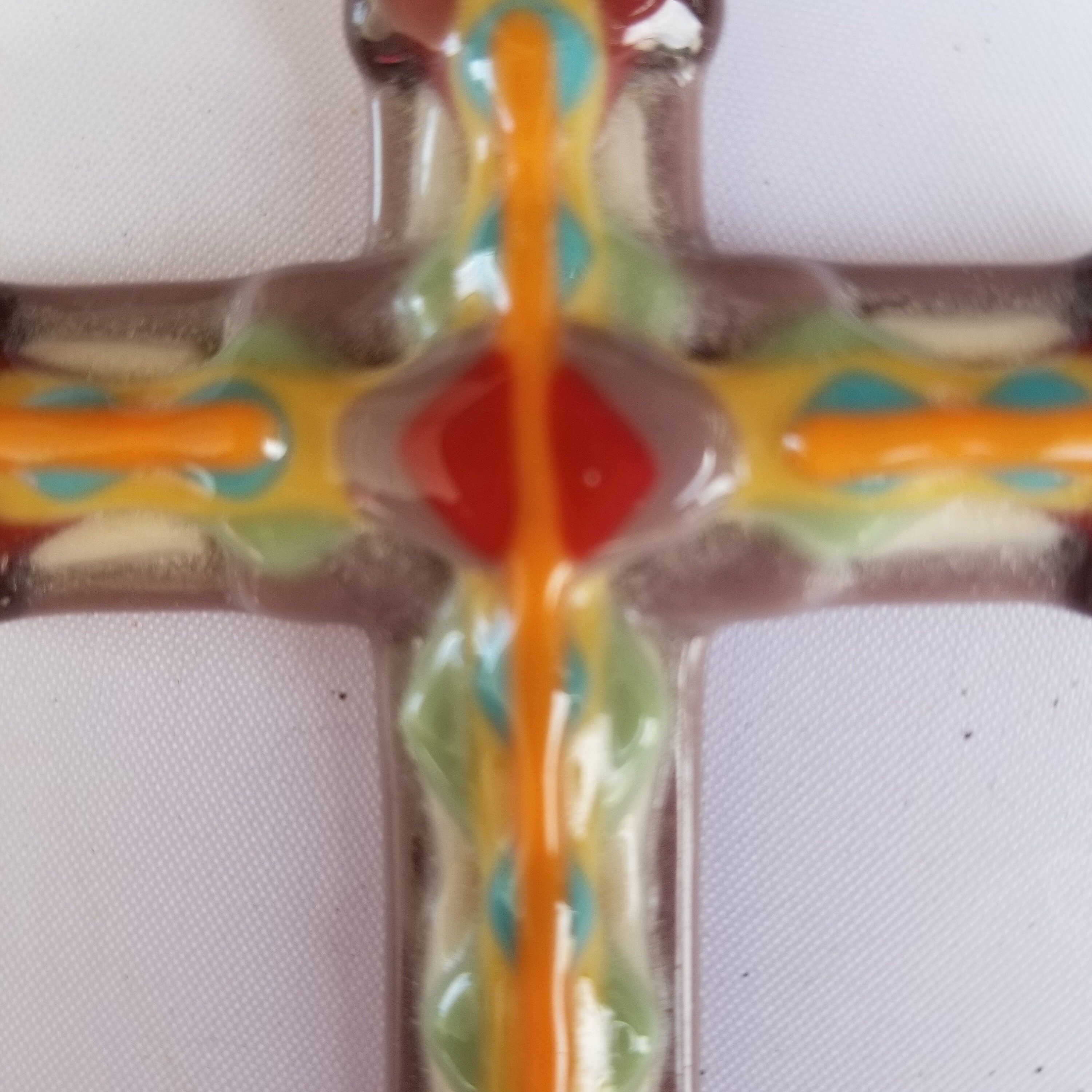 Ceramic Multi Colored Poured Glass Cross Necklace Pendant - Etsy