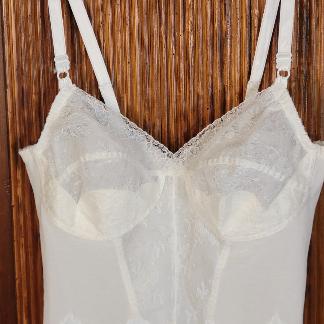 60s Saks Fifth Avenue Full Dress Slip Bust 36C White Lace Lingerie ...