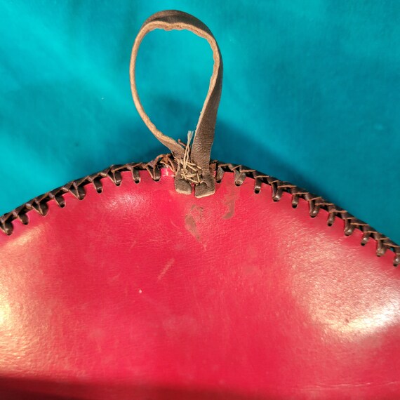 1940s Pony Hair Red Leather Purse Bag Primitive Gray … - Gem