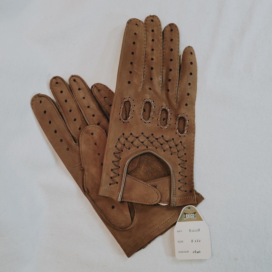 80s Brown Driving Gloves Leather Size 8.5 NWT Knuckle Holes Unworn - Etsy