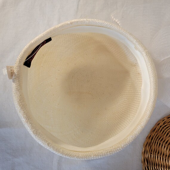Vintage White Woven Hat by Edette Exclusive NY Paris … - Gem