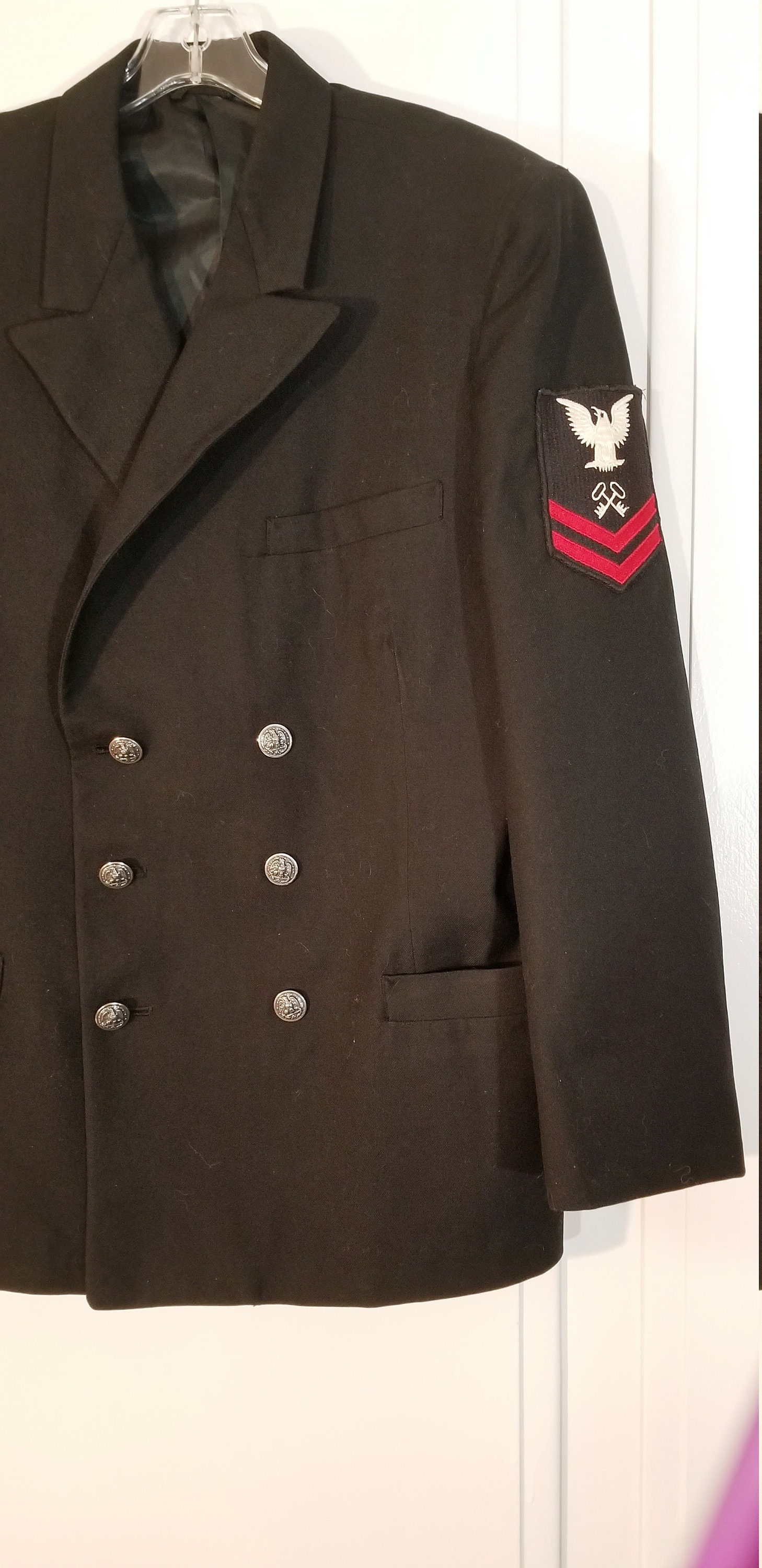 70s Vintage US Navy Mens Coat Wool Uniform Size 42 Large Jacket 1943 ...