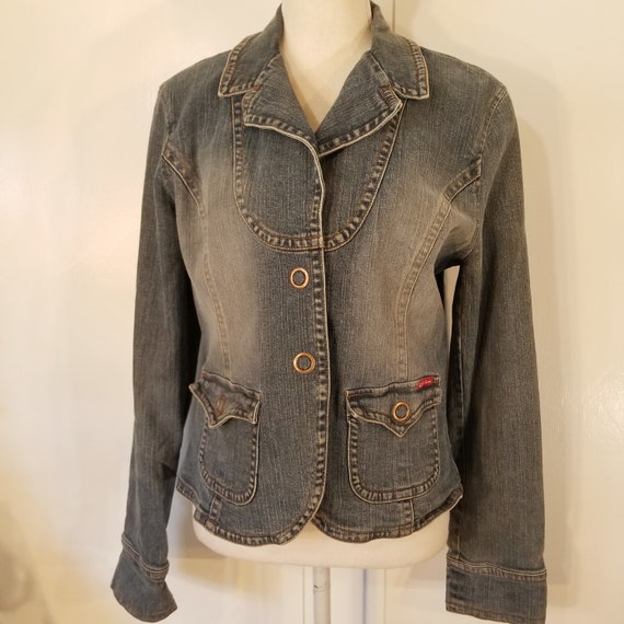 Unionbay Womens Indigo Denim Crop Blazer Jacket Size … - Gem