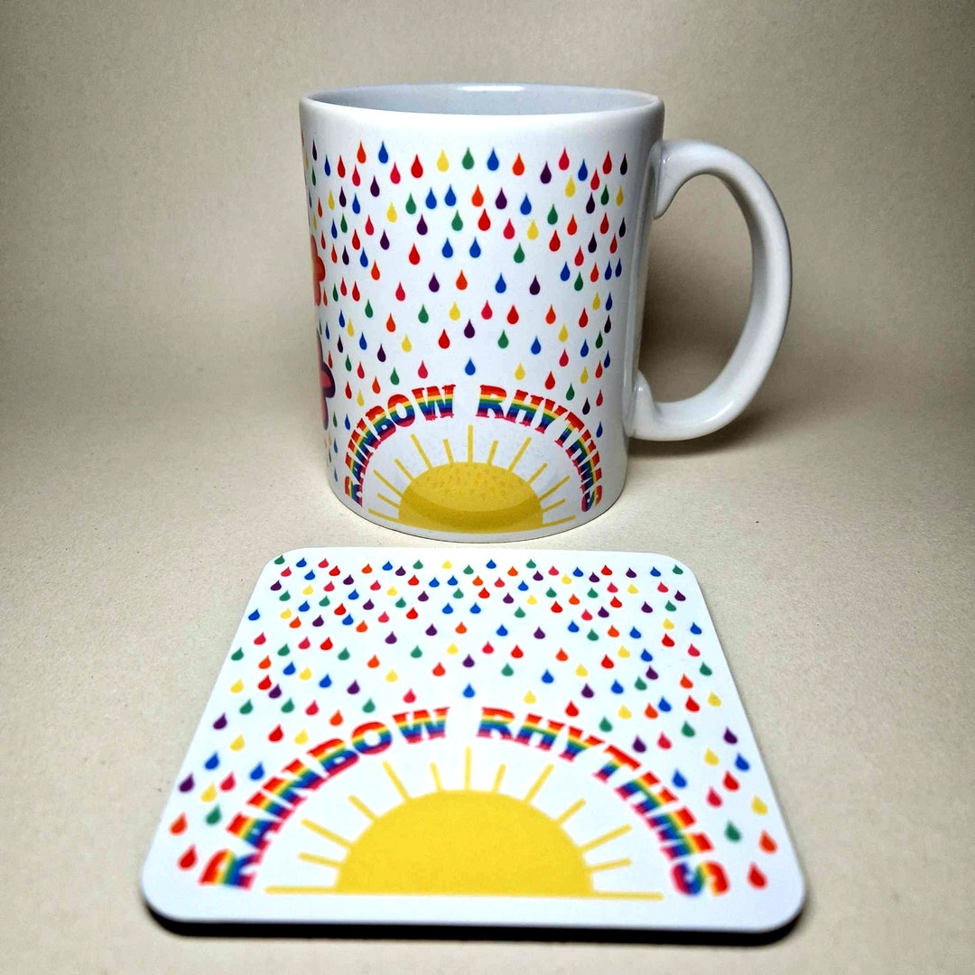 Peep Show Inspired Rainbow Rhythms Mug Cup Coaster Big Beats Funny Jez ...