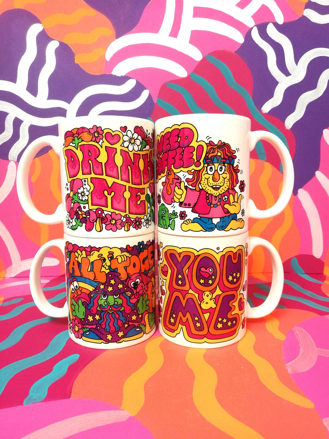 Magic Mugs Cup Handmade Art Artist PINKY Trippy Gift Present Work 11oz ...