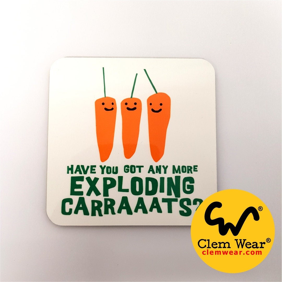 Exploding Carrots COASTER by Clem Wear Bottom Rik Mayall Mayal ...