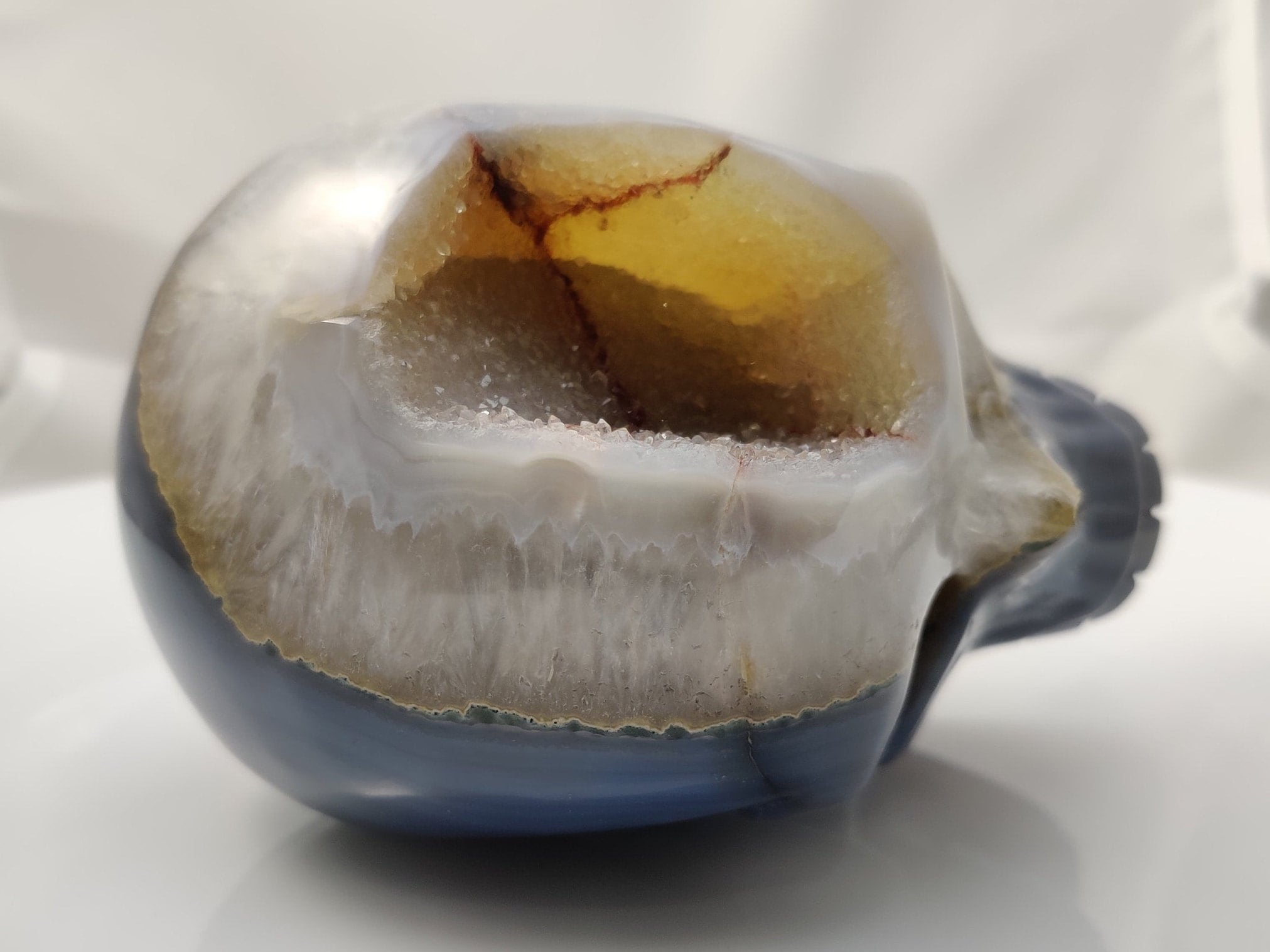 The Calming Smile, Blue Crystal Skull Carving, Agate Druzy Crystal ...