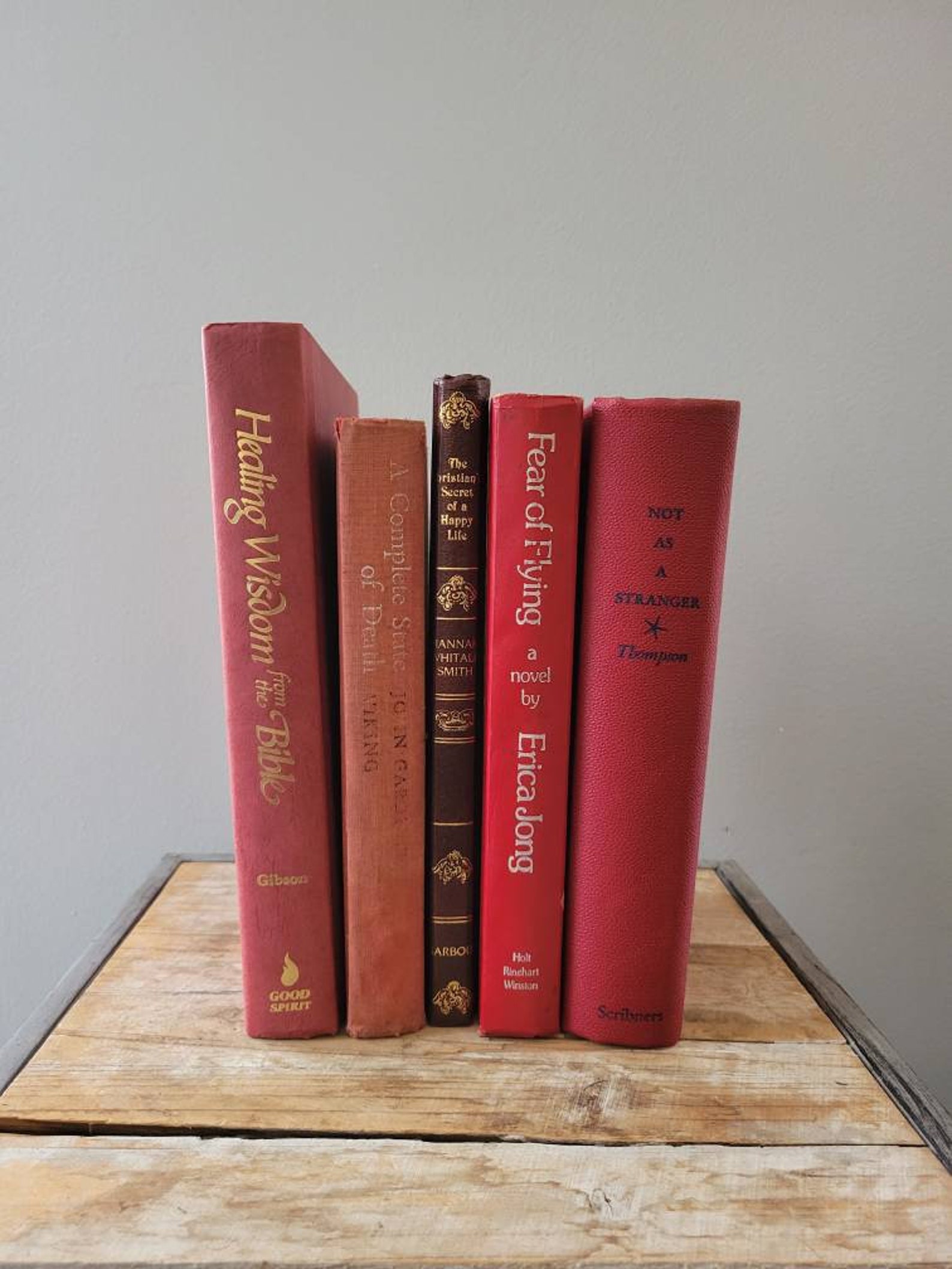 Vintage Red Book Stack. Old Red Book Set. Red Book Decor - Etsy