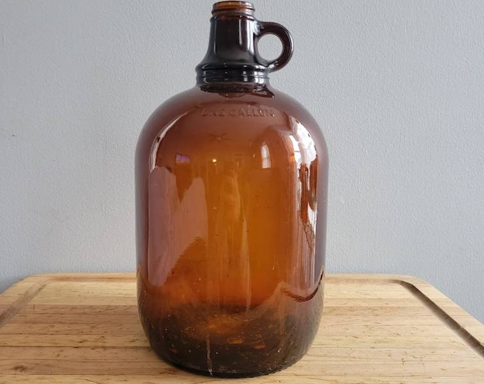 Vintage One Gallon Brown Glass Bottle With Handle. Old Brown Glass Jug ...