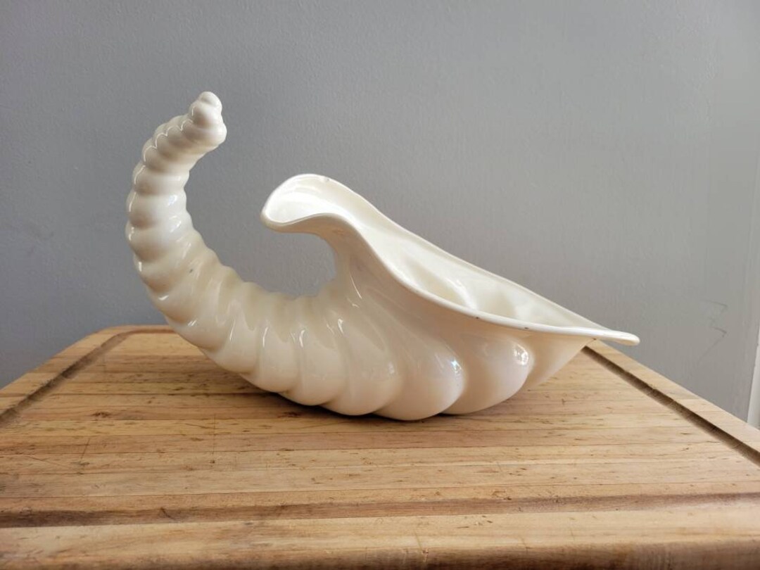 Vintage White Cornucopia Planter. Antique Thanksgiving Tabletop Decor ...