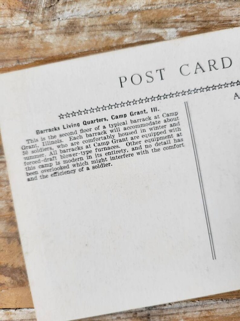 Vintage Barracks Living Quarters, Camp Grant Illinois Post Card. Old ...
