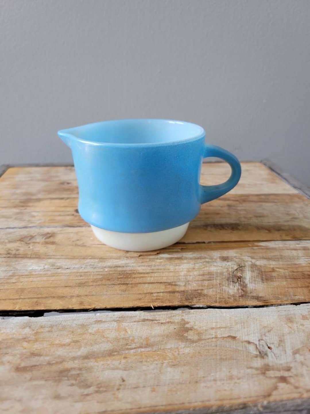 Vintage Blue Fireking Creamer Pitcher. Old Anchor Hocking Fire King ...