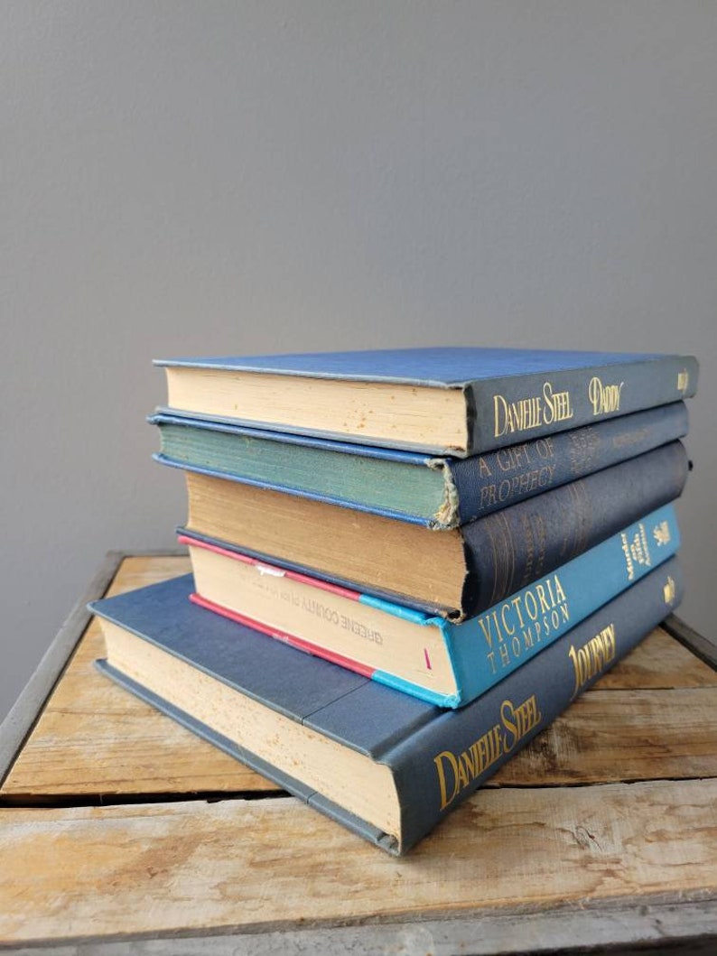 Vintage Blue Book Stack. Old Blue Book Set. Blue Book Decor | Etsy