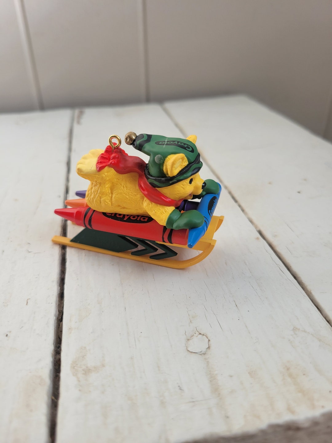 Vintage 1998 Hallmark Keepsake Ornament Bright Sledding Colors Crayola ...