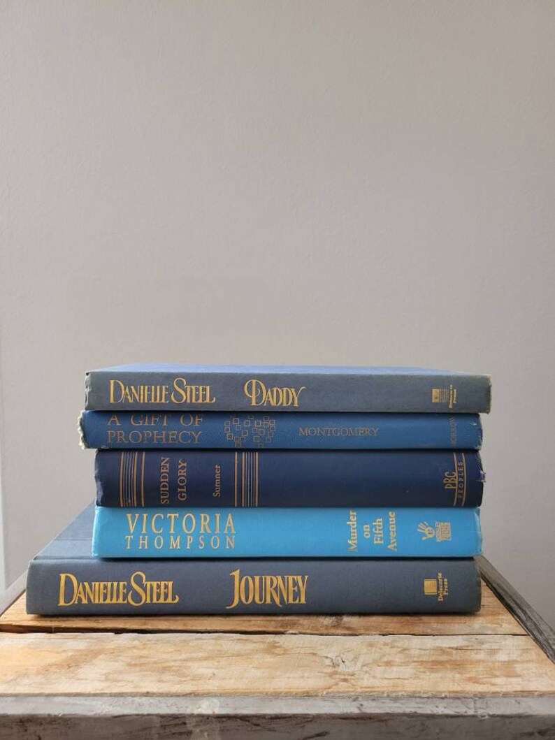 Vintage Blue Book Stack. Old Blue Book Set. Blue Book Decor - Etsy