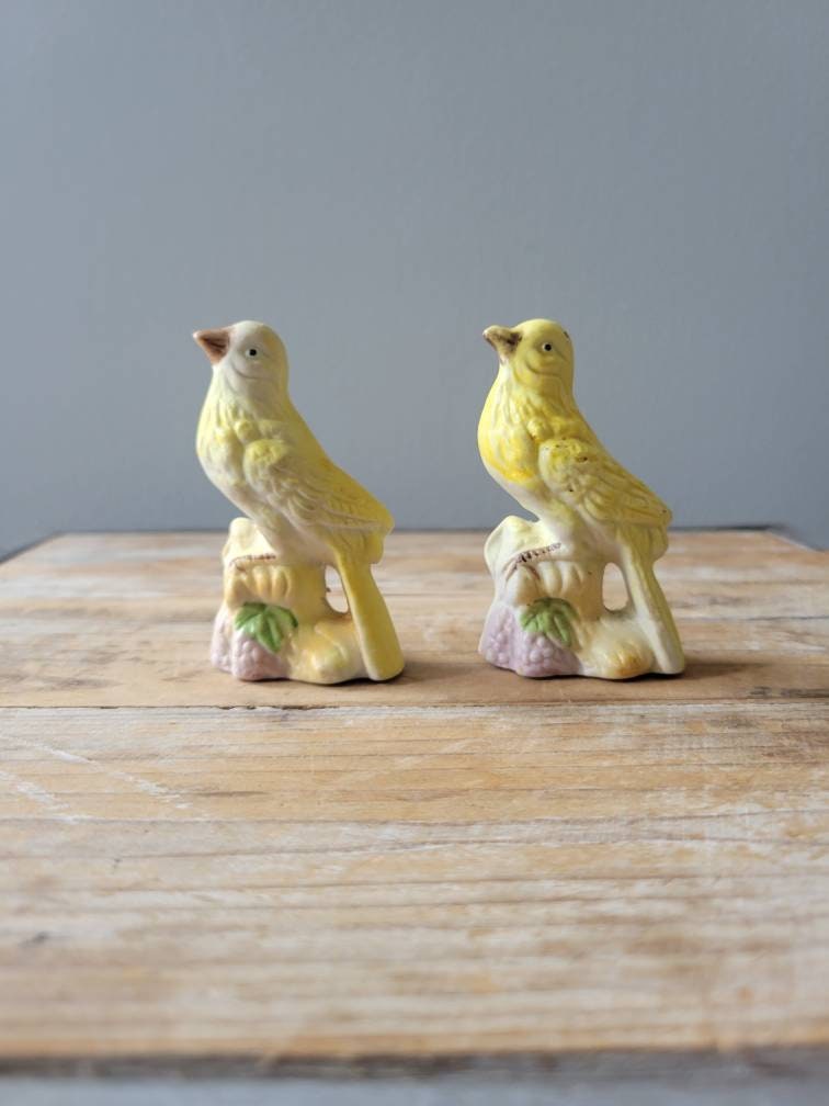 Vintage Yellow Bird Figurines. Antique Small Bird Statues. Old | Etsy
