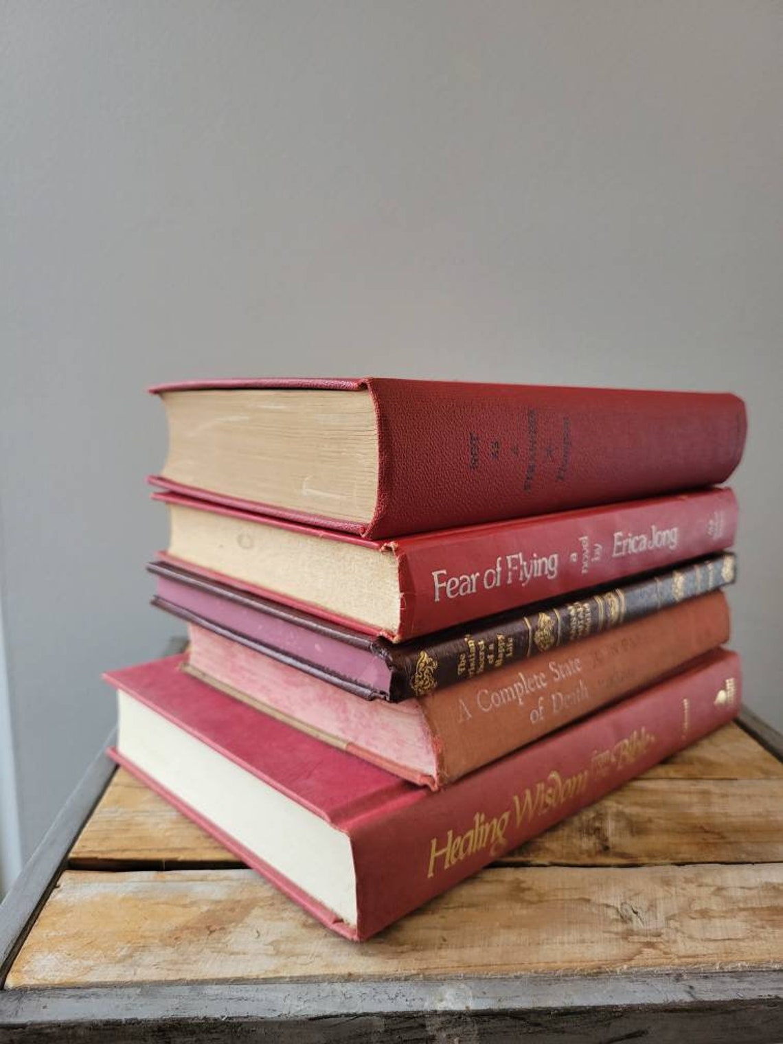 Vintage Red Book Stack. Old Red Book Set. Red Book Decor - Etsy