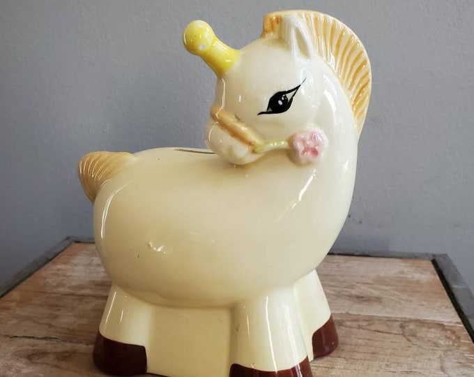 Vintage Child Unicorn Piggy Bank. Old Ceremic Coin Holder. - Etsy