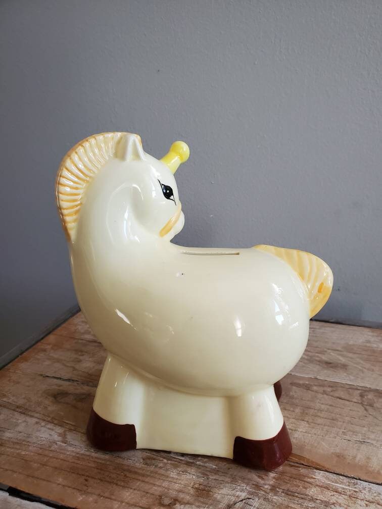 Vintage Child Unicorn Piggy Bank. Old Ceremic Coin Holder. - Etsy