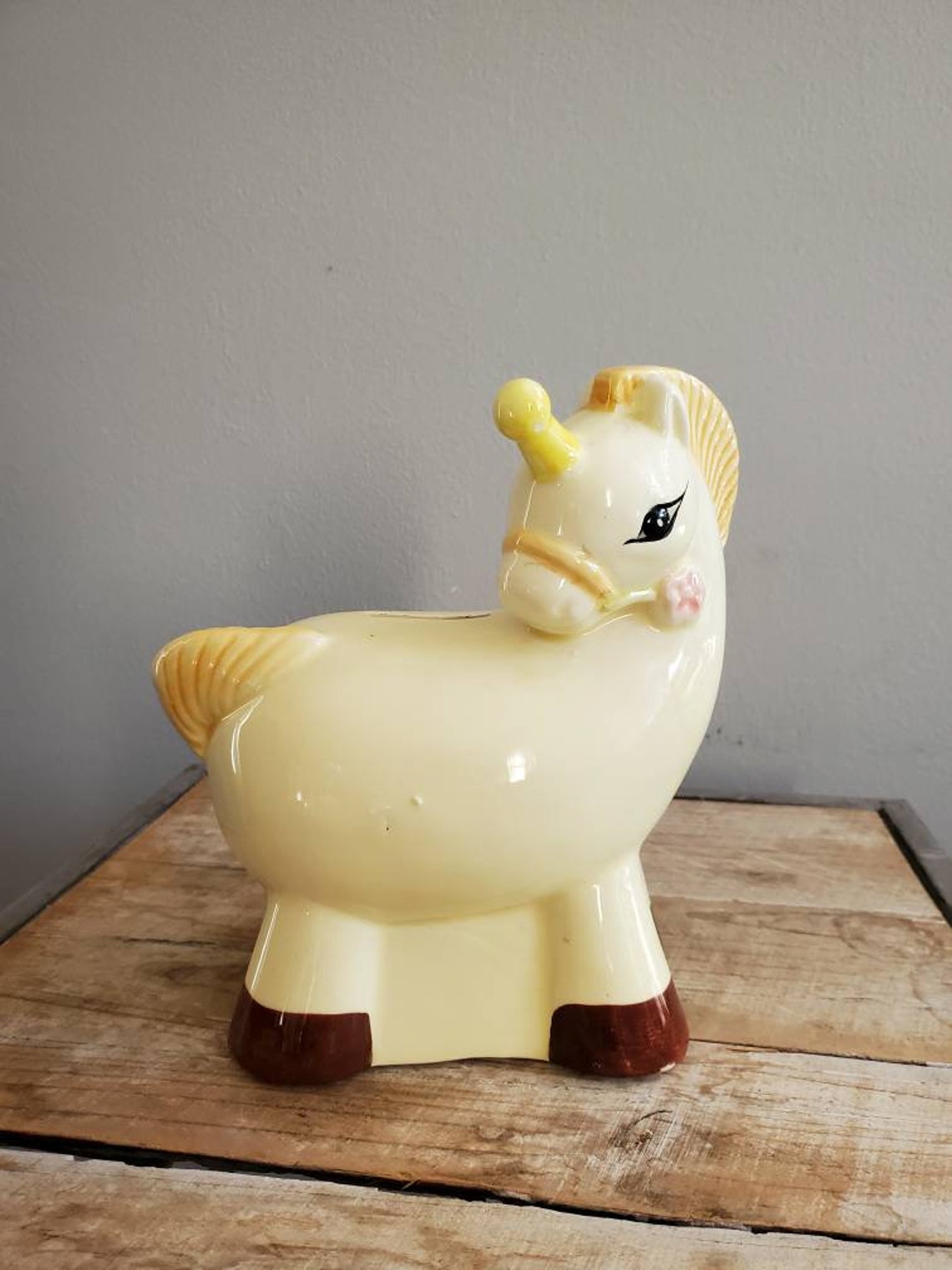 Vintage Child Unicorn Piggy Bank. Old Ceremic Coin Holder. - Etsy