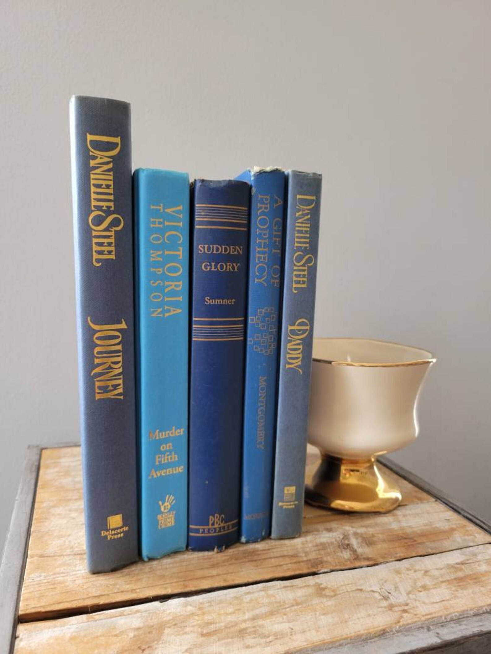 Vintage Blue Book Stack. Old Blue Book Set. Blue Book Decor | Etsy