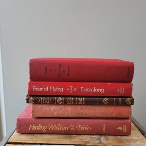 Vintage Red Book Stack. Old Red Book Set. Red Book Decor, Staging Books ...